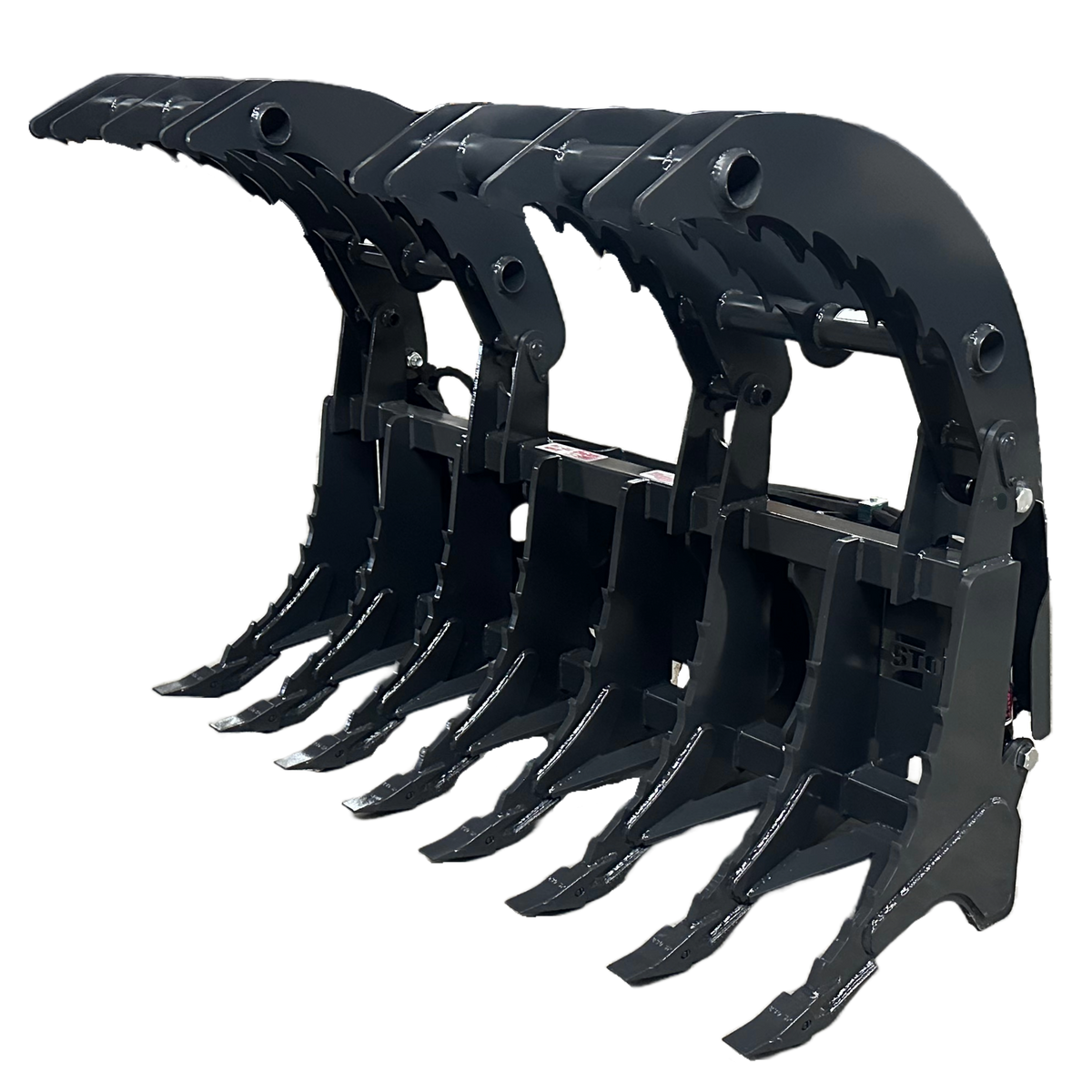 Stout Skid Steer XHD Root Rake Clam Grapple With Dual Grapples and Ski