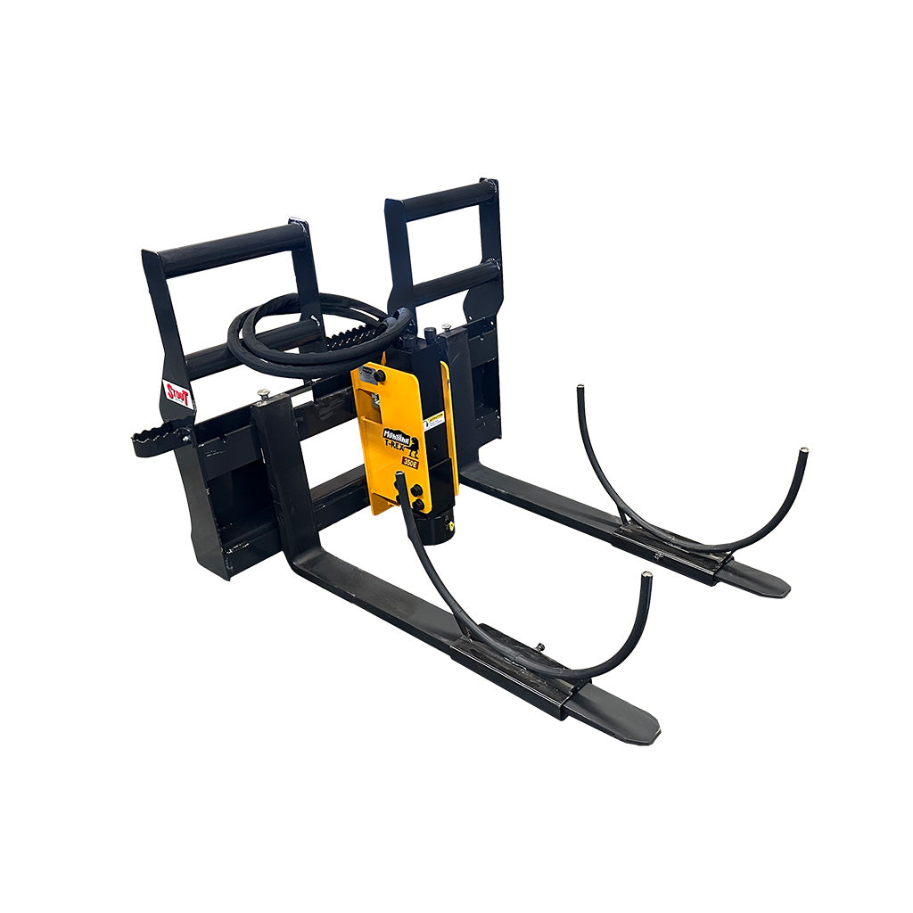 350E T-Rex Fork Rail Montana Post Driver on Stout Walk Through Pallet