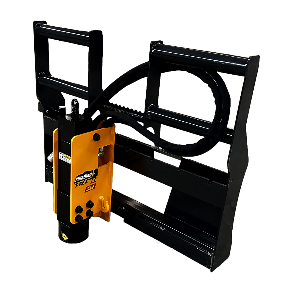350E T-Rex Fork Rail Montana Post Driver on Stout Walk Through Pallet