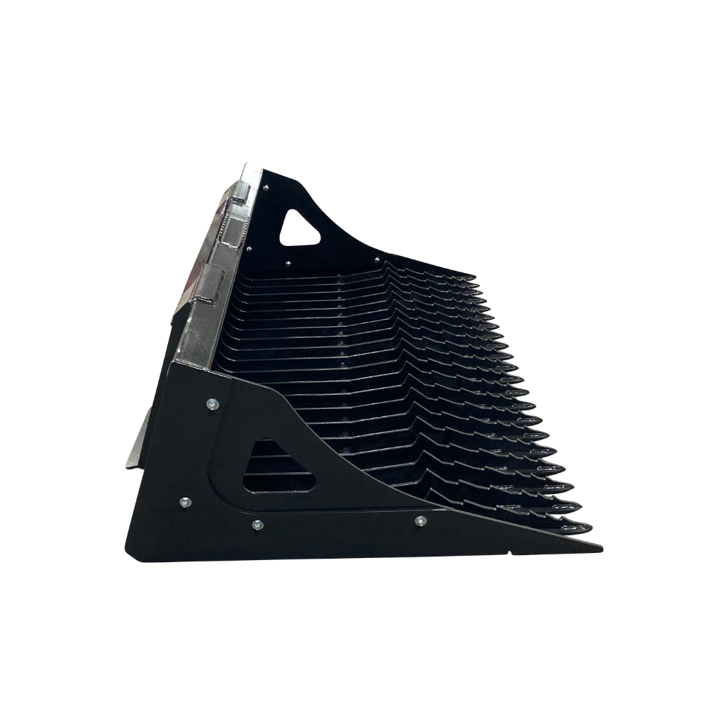 Stout Skid Steer Rock Bucket with 3" Tine Spacing and Skid Steer Quick